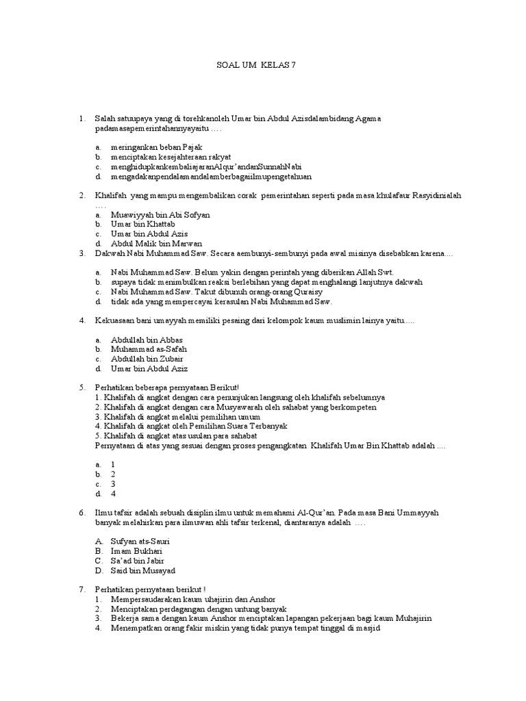 Soal Um Dan Kunci Kelas 7.. | PDF