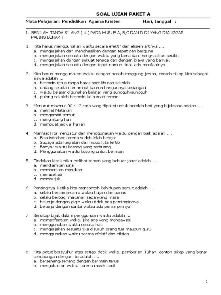 Soal PAK Paket A | PDF