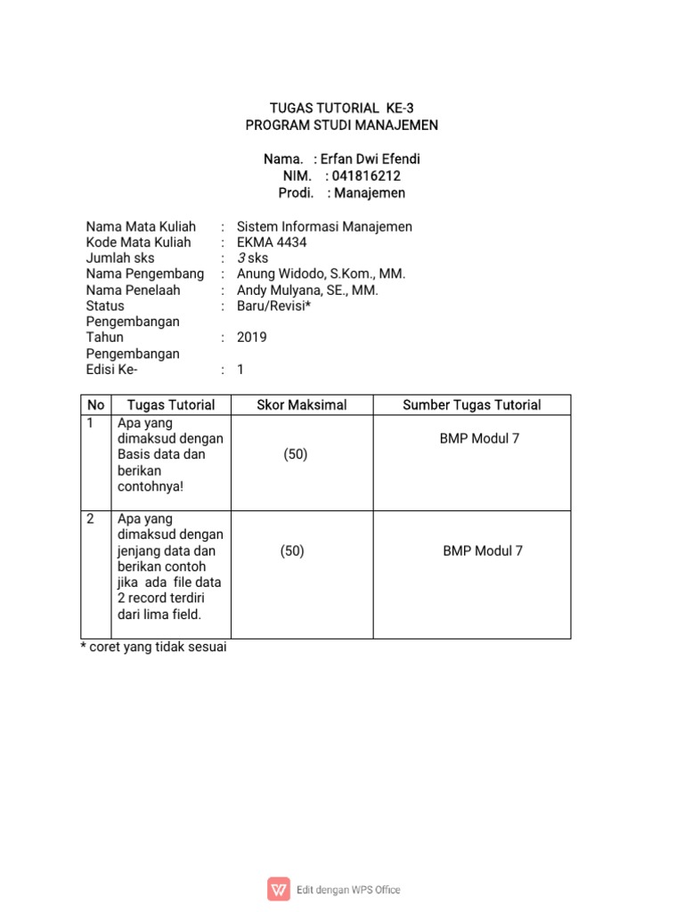 TUGAS 3 SIM Erfan Dwi Efendi 041816212 | PDF