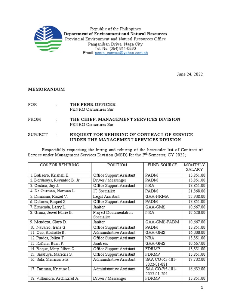 Memo For MSD Cos 2nd Sem Rehiring | PDF | Cognition