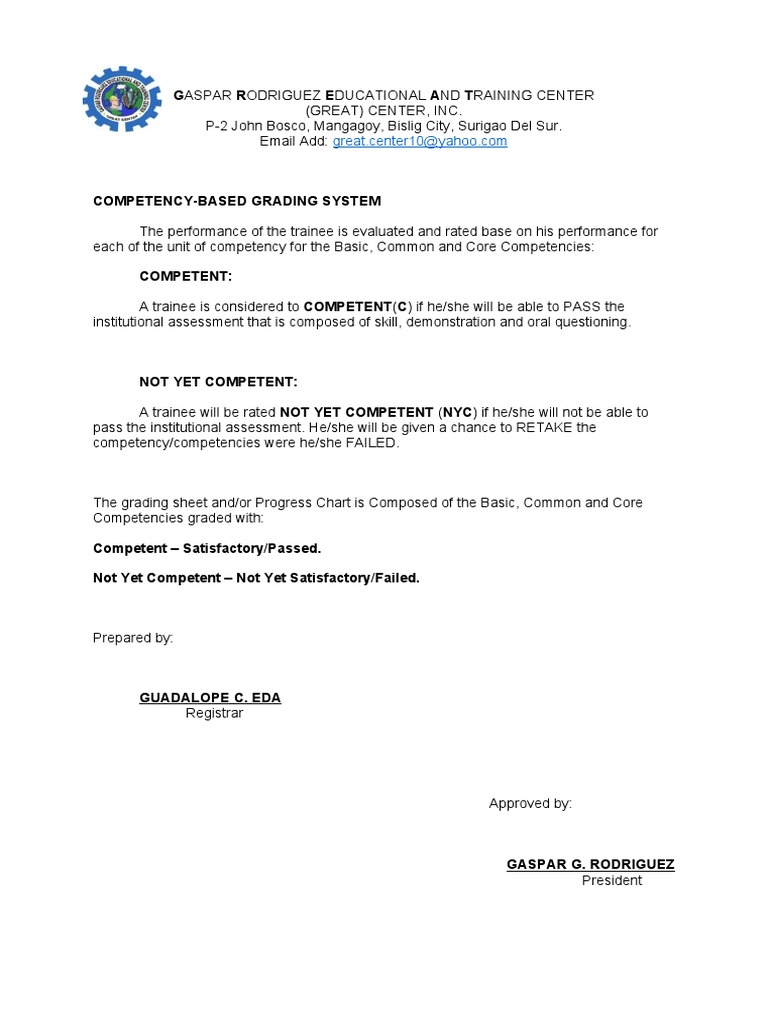 Competency-based Grading System | PDF