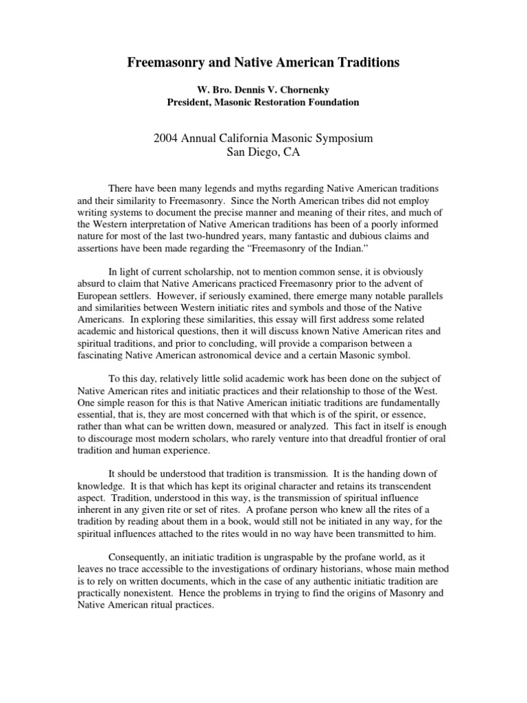 Freemasonry and Native American Traditions | PDF | Freemasonry | Native ...