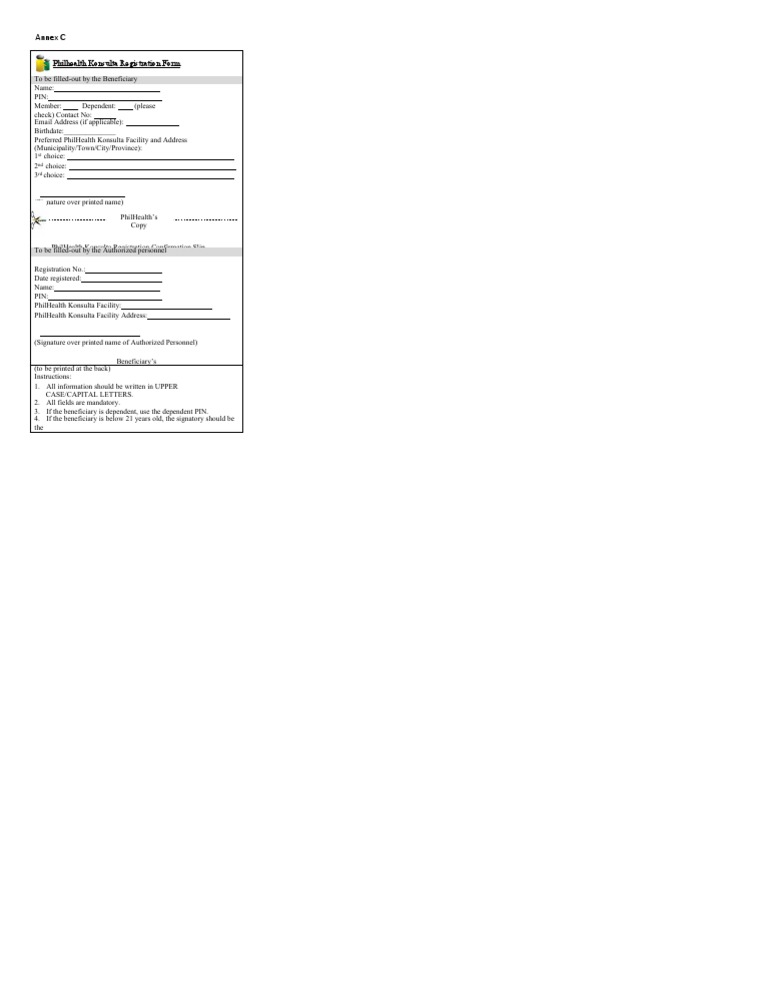 Registration Form and Confirmation Slip for PhilHealth Konsulta ...