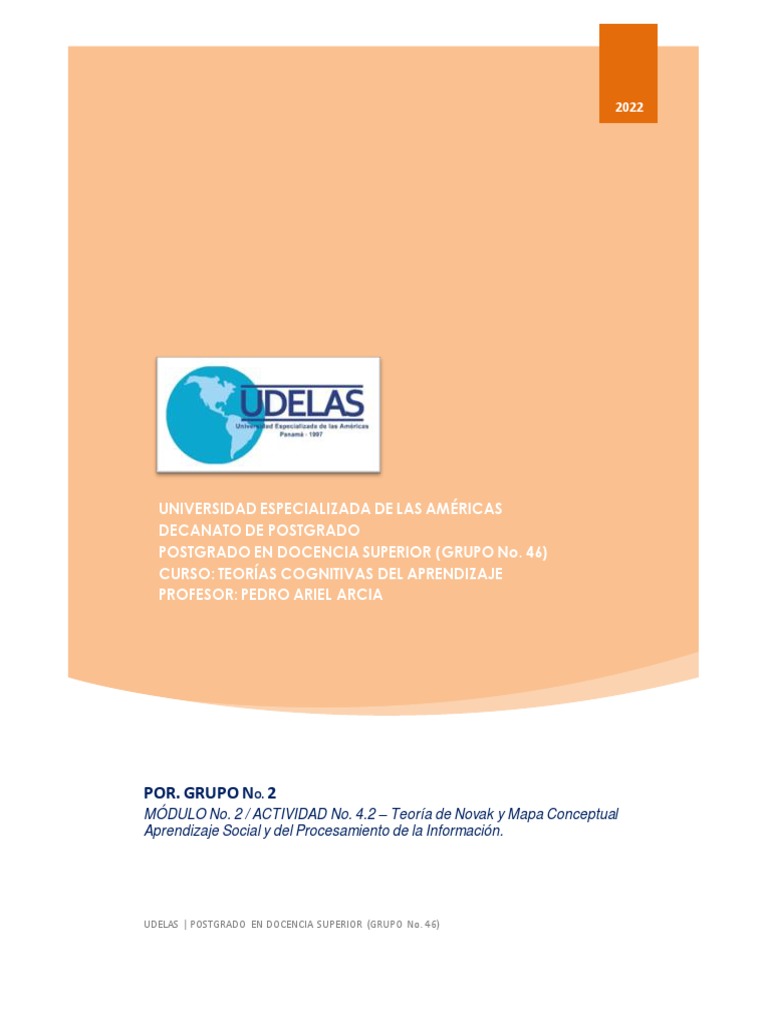 Modulo 2 - Actividad 4.2 - Mapas Conceptuales UDELAS MICHEL ROSALES | PDF | Aprendizaje | Cognición