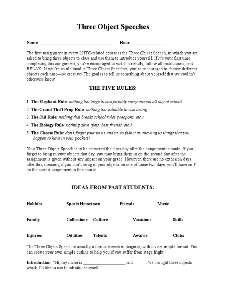 Three Object Speech | PDF