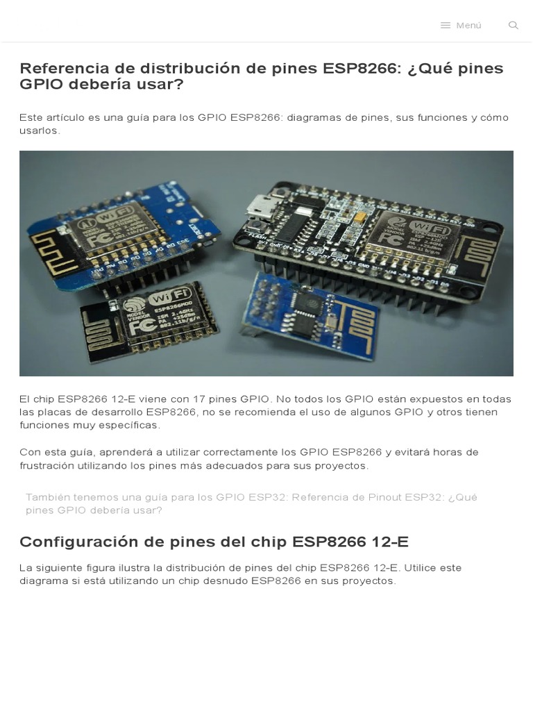 Referencia de Distribución de Pines ESP8266 - ¿Qué Pines GPIO Debería ...