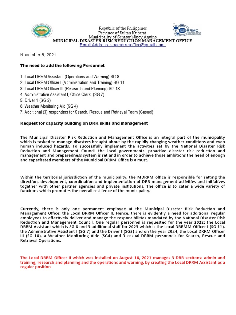 DTP - MDRRM Office Final V1 | PDF | Disaster Risk Reduction | Capacity ...