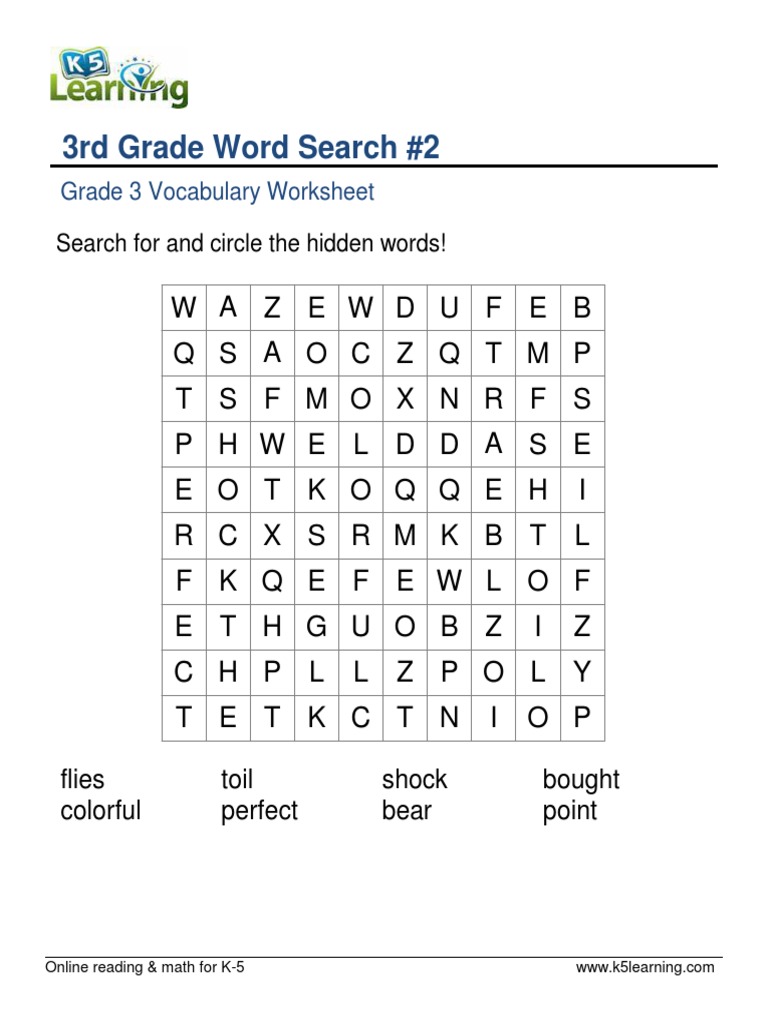 3rd Grade Word Search #2 | PDF | Philosophy