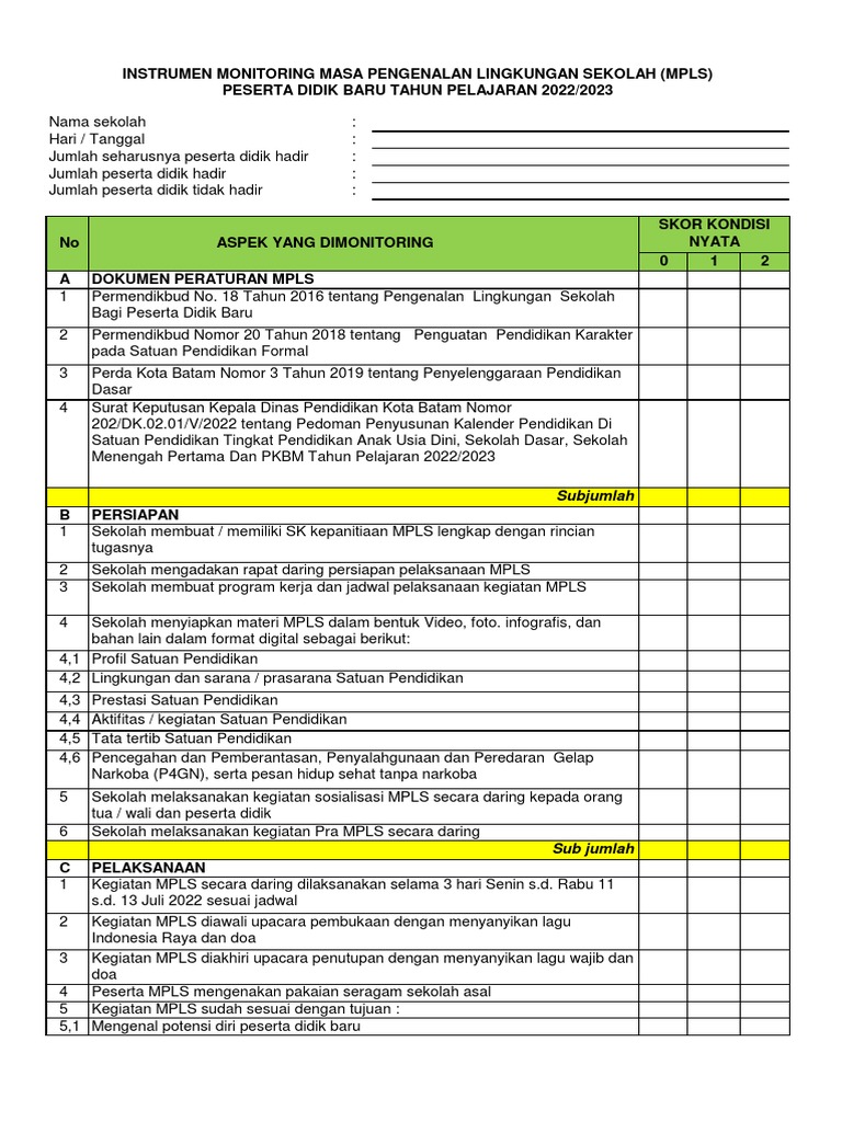 Instrumen Mpls 2022-2023 | PDF