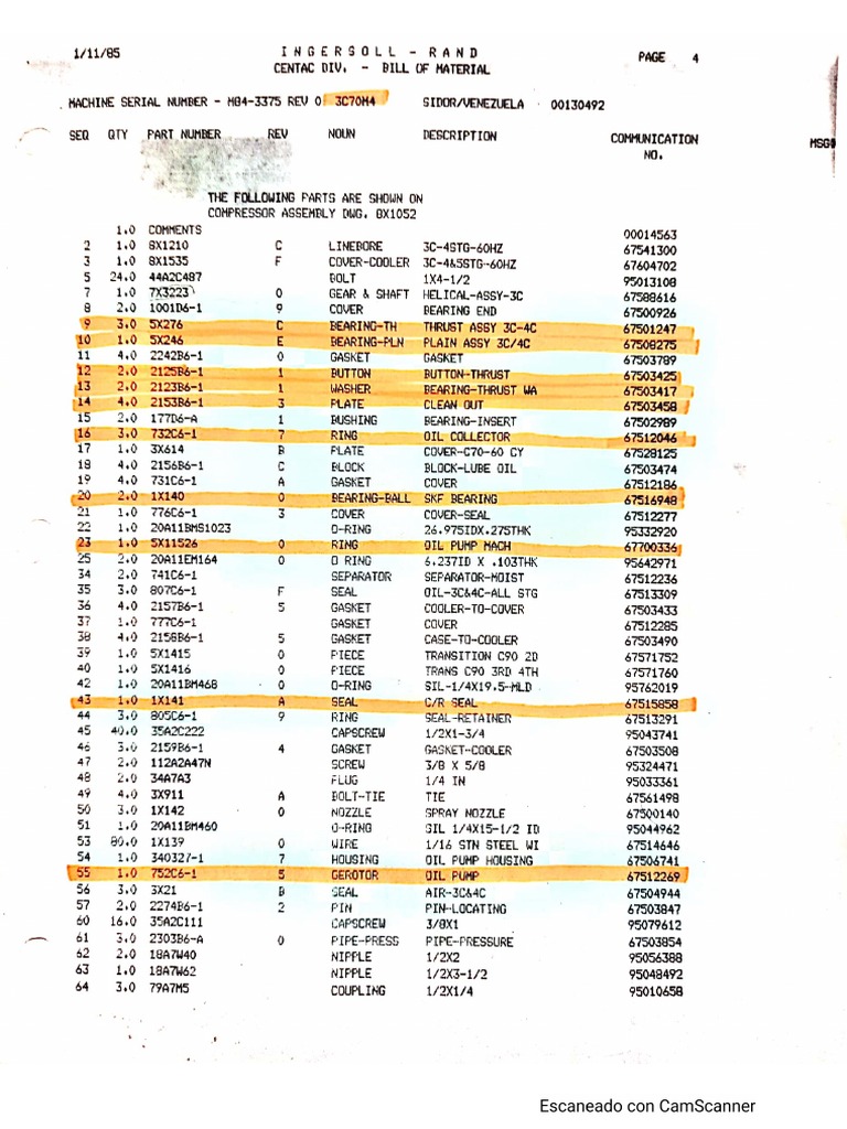 Spare Parts Centac 3C70M4 | PDF