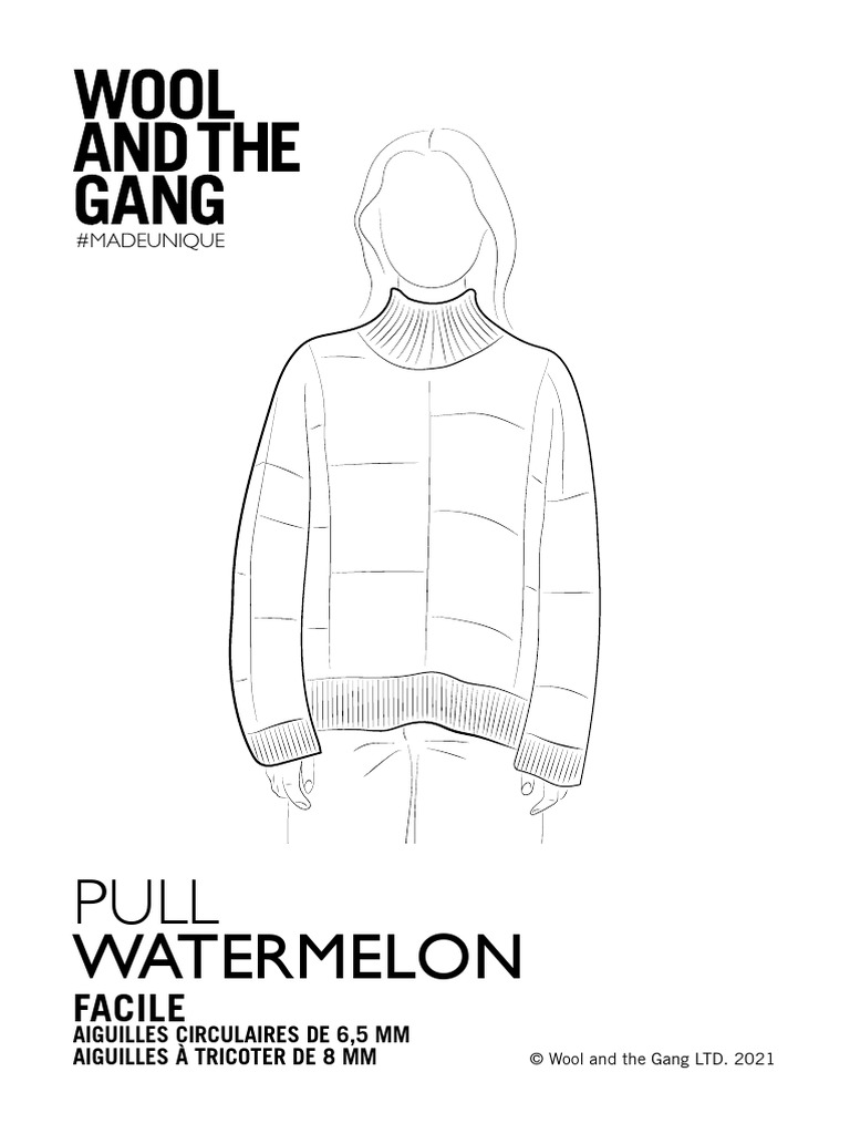 Watermelon Sweater Pattern WAMSWE 01 FR | PDF | Tricot | Couture