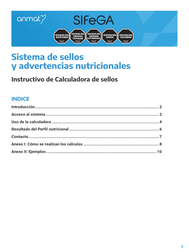 Instructivo de la Calculadora de Sellos ANMAT | PDF | Caloría | Alimentos