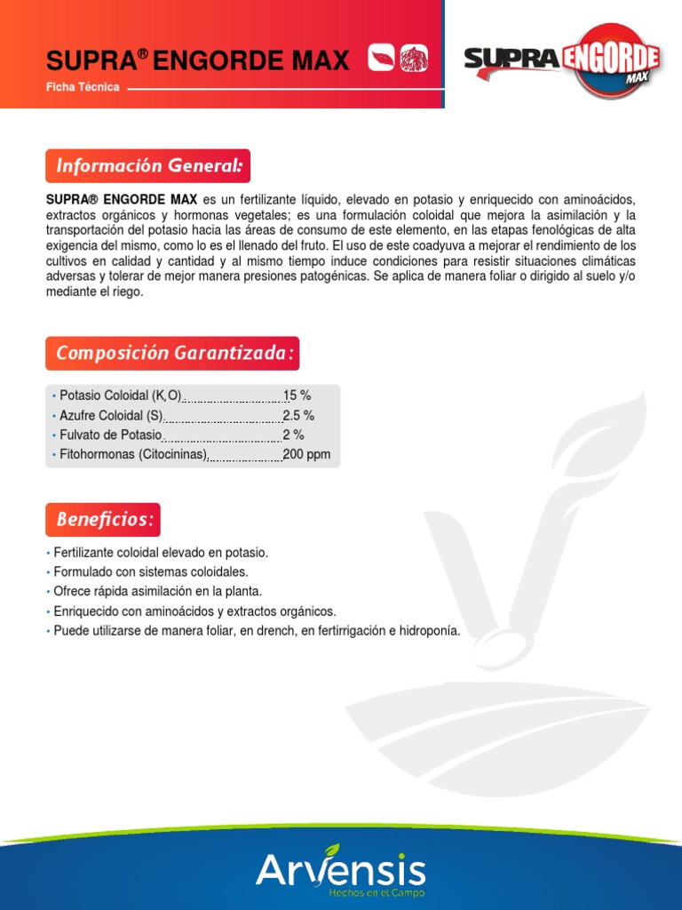 Supra Engorde Max FT | PDF | Fertilizante | Plantas