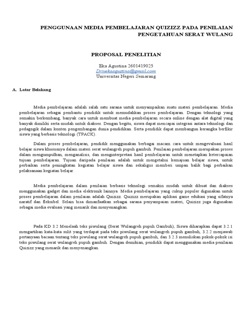 Contoh Proposal Penelitian Pendidikan | PDF