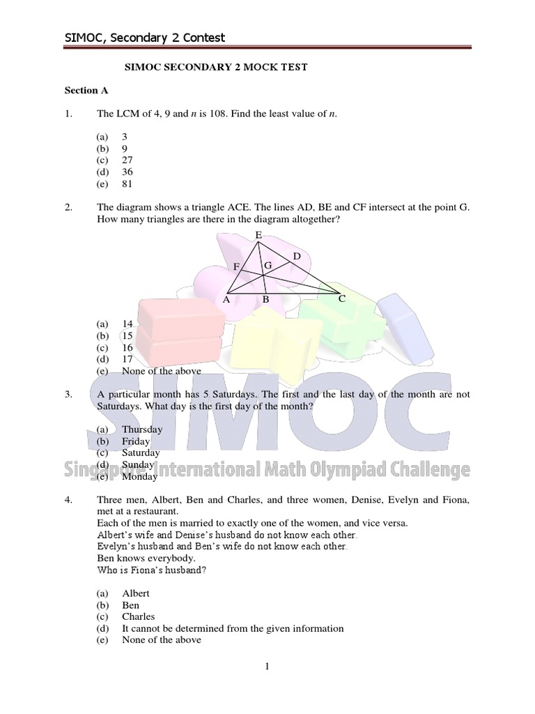 SIMOC, Secondary 2 Contest | PDF | Sphere | Geometry