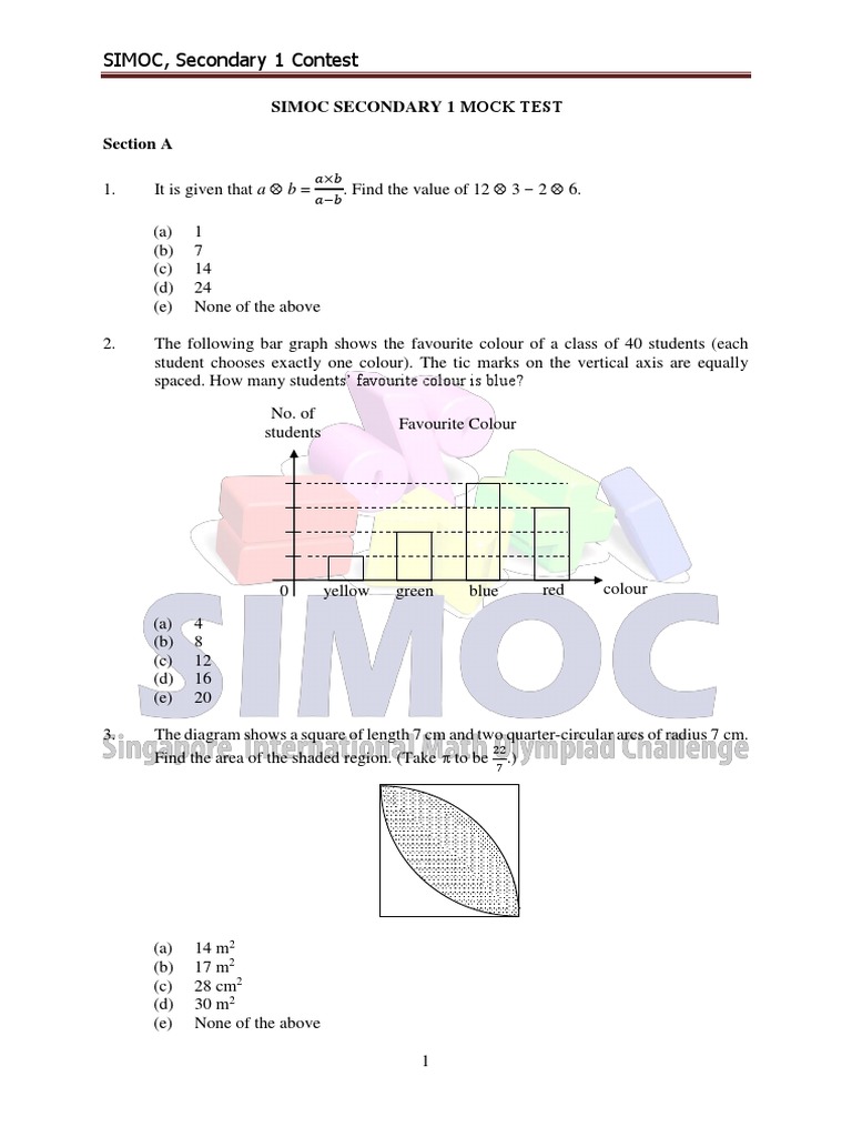 SIMOC, Secondary 1 Contest | PDF | Numbers | Circle