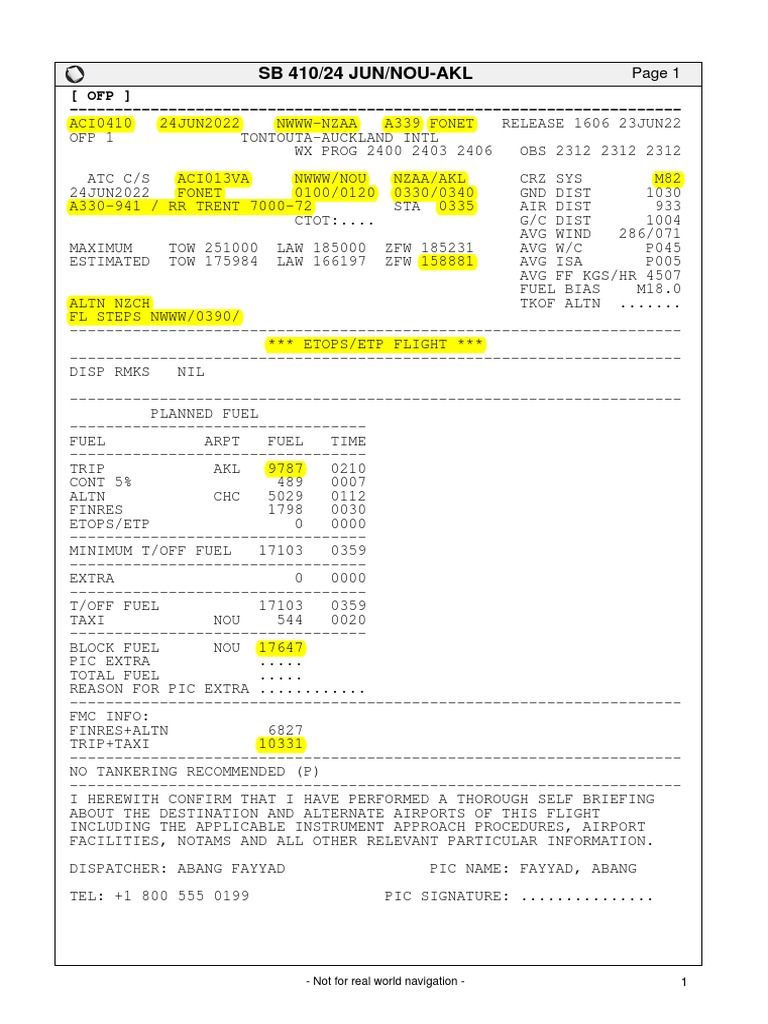 SimBrief Flight Dispatch Highlight 6 | Download Free PDF | Runway | Airport