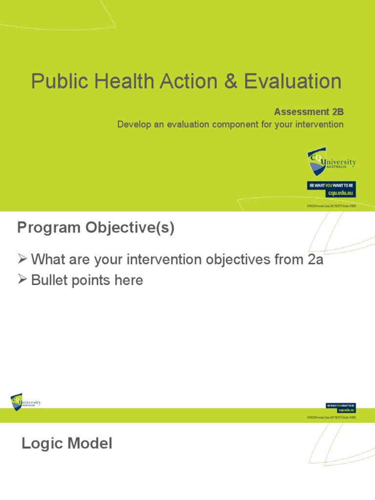 Public Health Action & Evaluation: Develop An Evaluation Component For ...