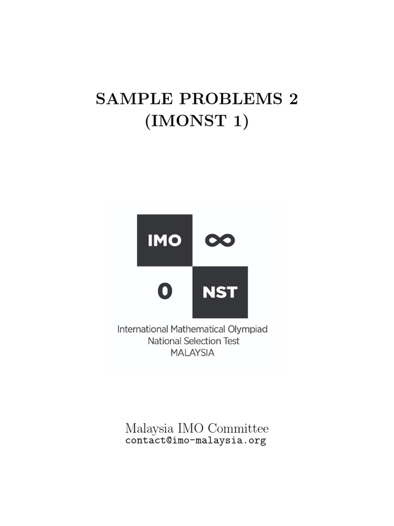 Sample Problems 2 (Imonst 1) : Malaysia IMO Committee | PDF | Numbers ...