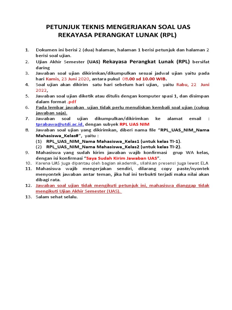 Soal Uas RPL Genap 2021 2022 | PDF | Seni | Komputer
