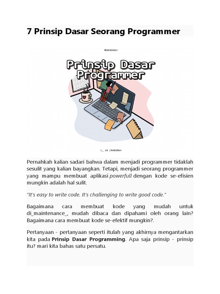 7 Prinsip Dasar Seorang Programmer | PDF