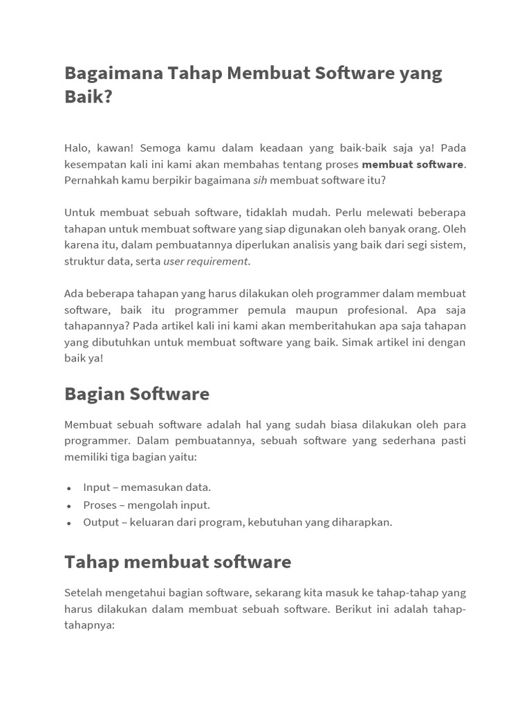 Bagaimana Tahap Membuat Software Yang Baik | PDF