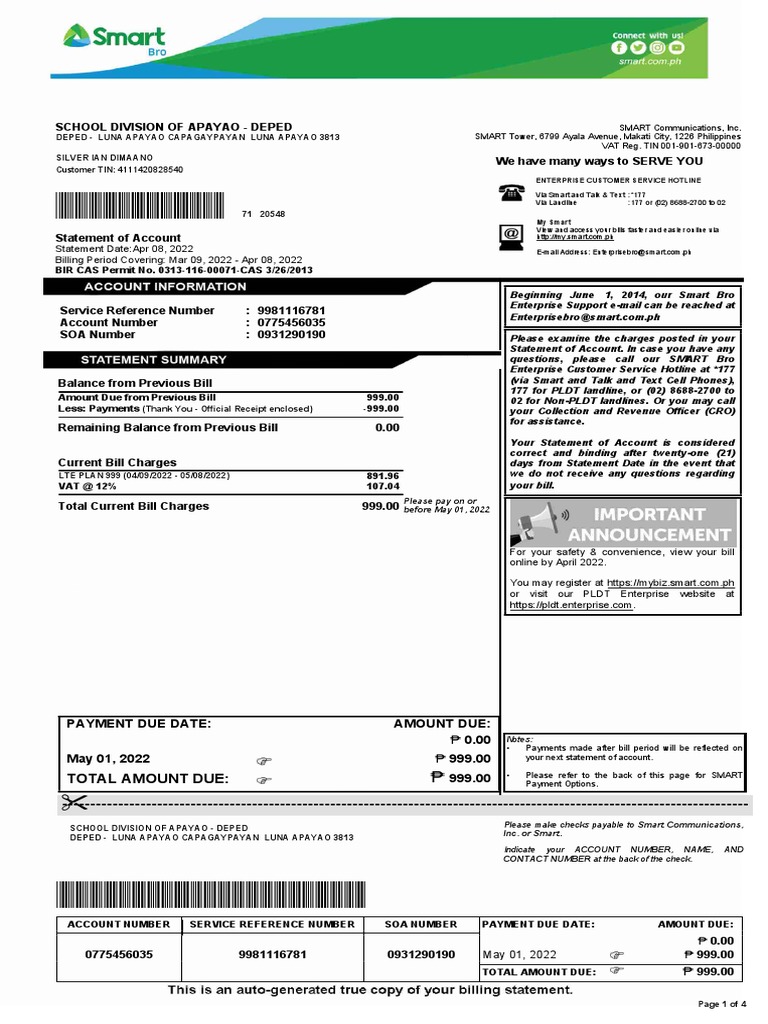 BIR CAS Permit No. 0313-116-00071-CAS 3/26/2013: Total Amount Due | PDF ...