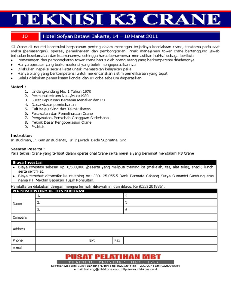 10 SILABUS Tehnisi K3 Crane | PDF