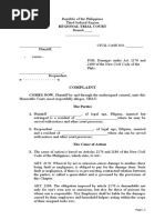 Sample Barangay Complaint | PDF | Civil Law (Common Law) | Virtue