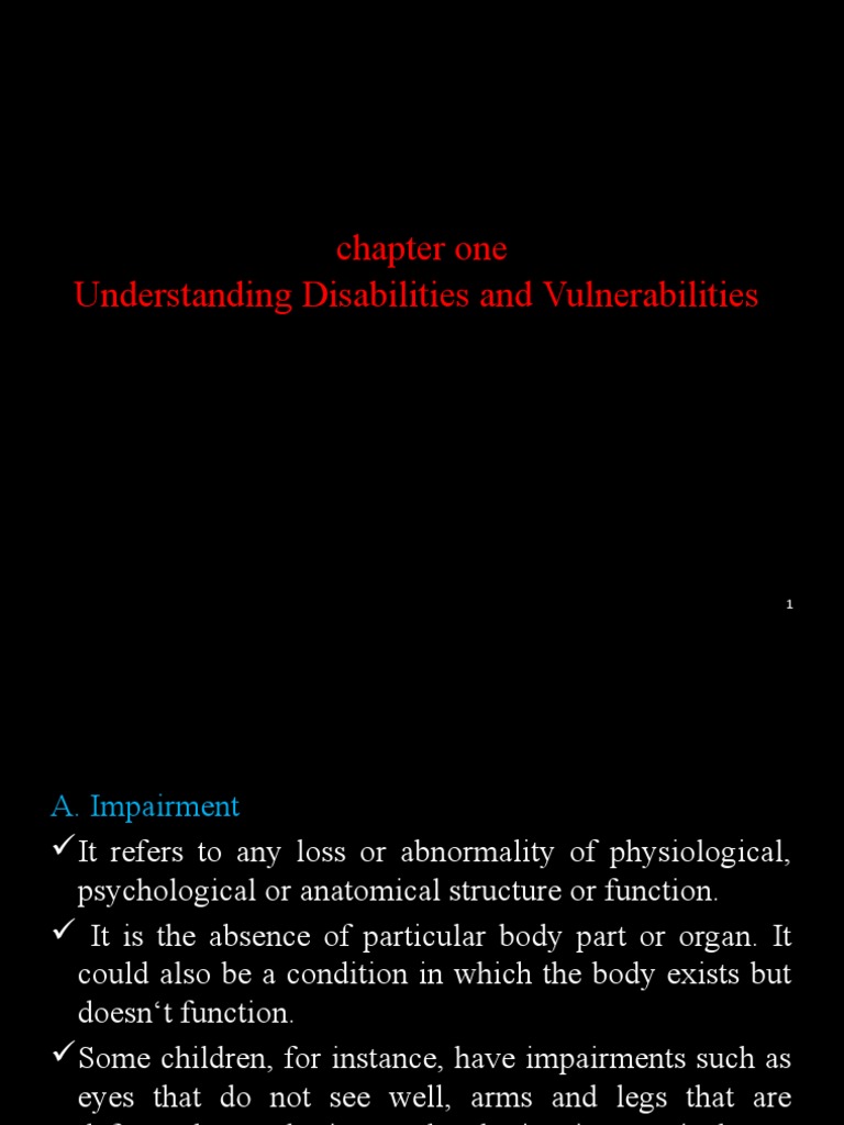 Chapter One Understanding Disabilities and Vulnerabilities | PDF | Disability | Inclusion ...