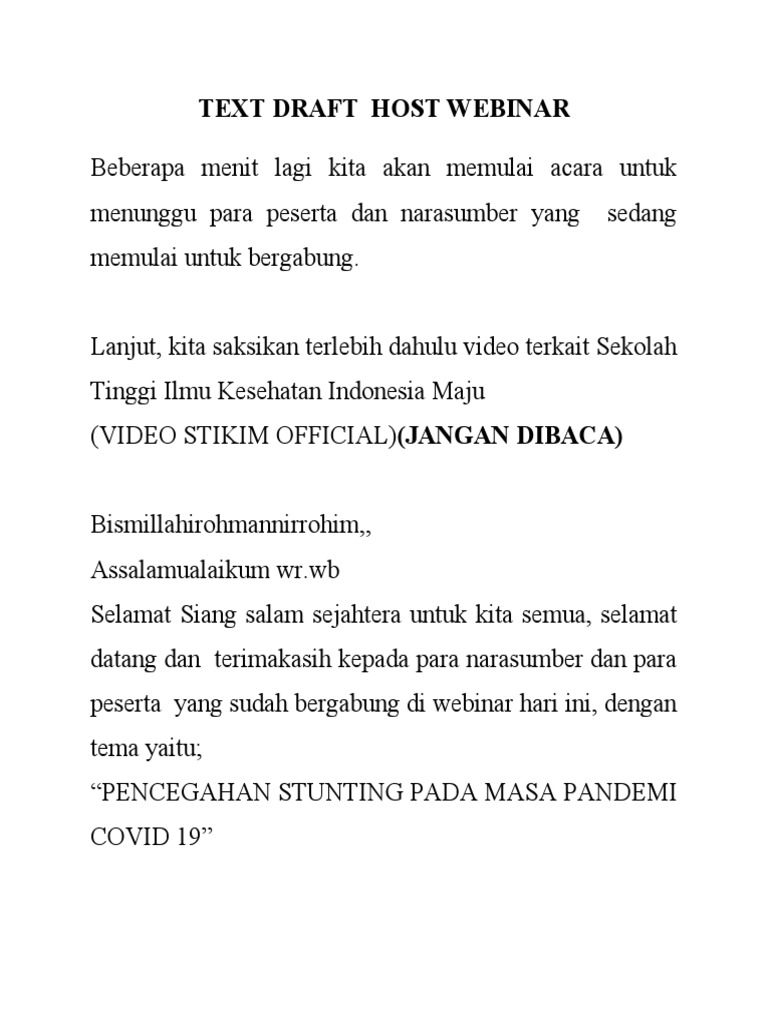 Text Draft Host Webinar Gizi | PDF | Karier & Perkembangan | Ilmu Sosial