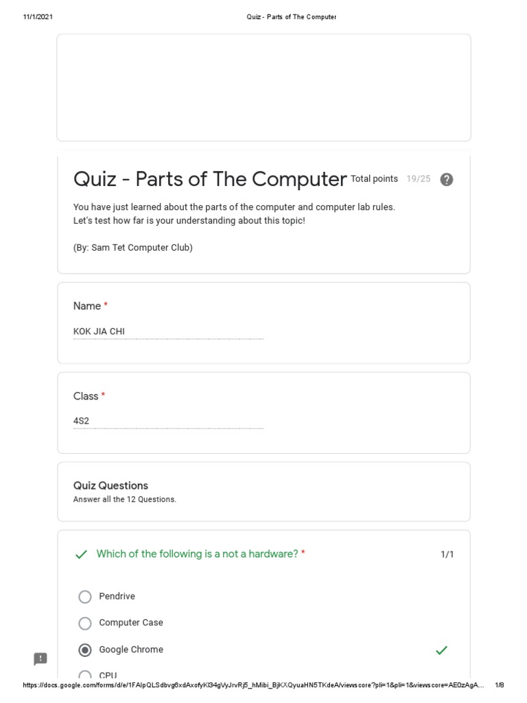 Quiz - Parts of The Computer | PDF | Computer Data Storage | Random ...