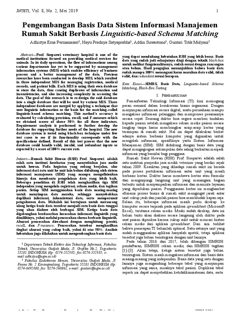 Pengembangan Basis Data Sistem Informasi Manajemen Rumah Sakit Berbasis ...