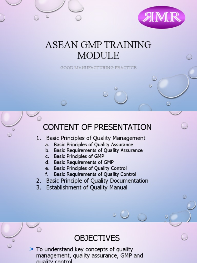 Asean GMP Training Module | PDF | Quality Assurance | Hygiene