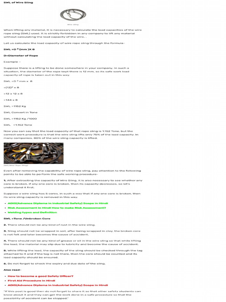 Easily Calculate SWL of Wire Sling | PDF