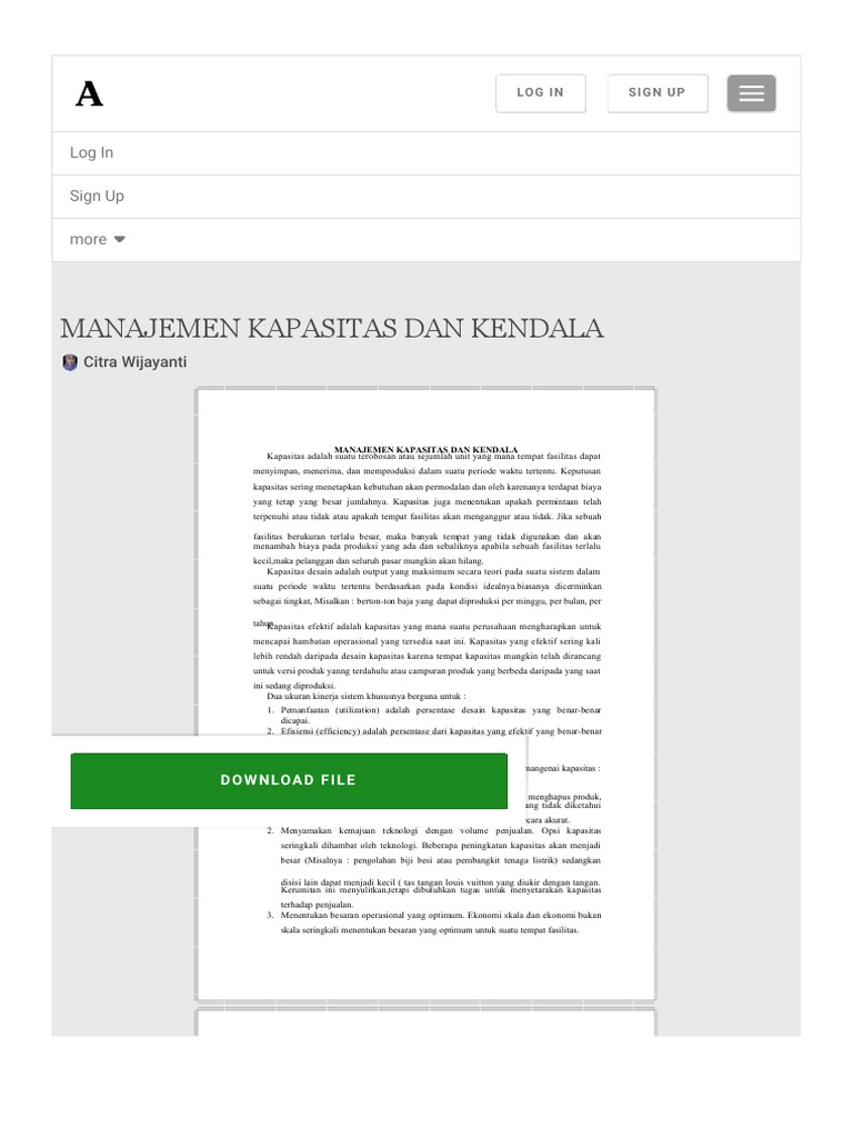 Manajemen Kapasitas Dan Kendala | PDF