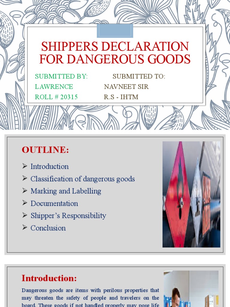 Shippers Declaration For Dangerous Goods | PDF