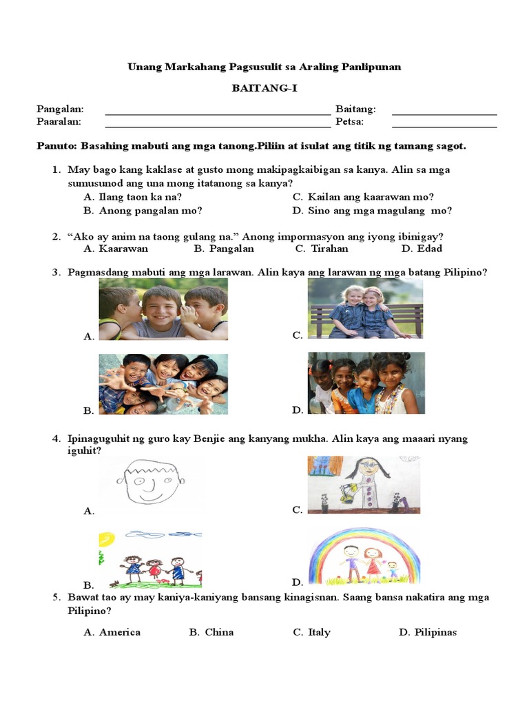 G1 - Unang Markahang Pagsusulit 2019 - 20201 | PDF