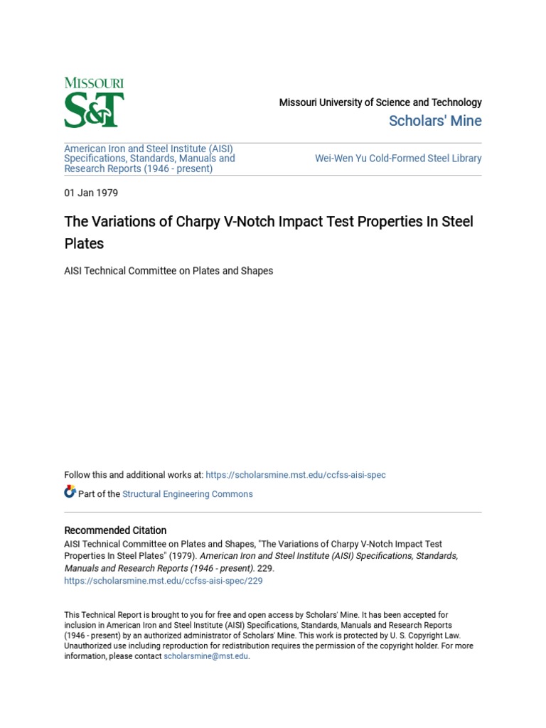 The Variations of Charpy V-Notch Impact Test Properties in Steel | PDF ...