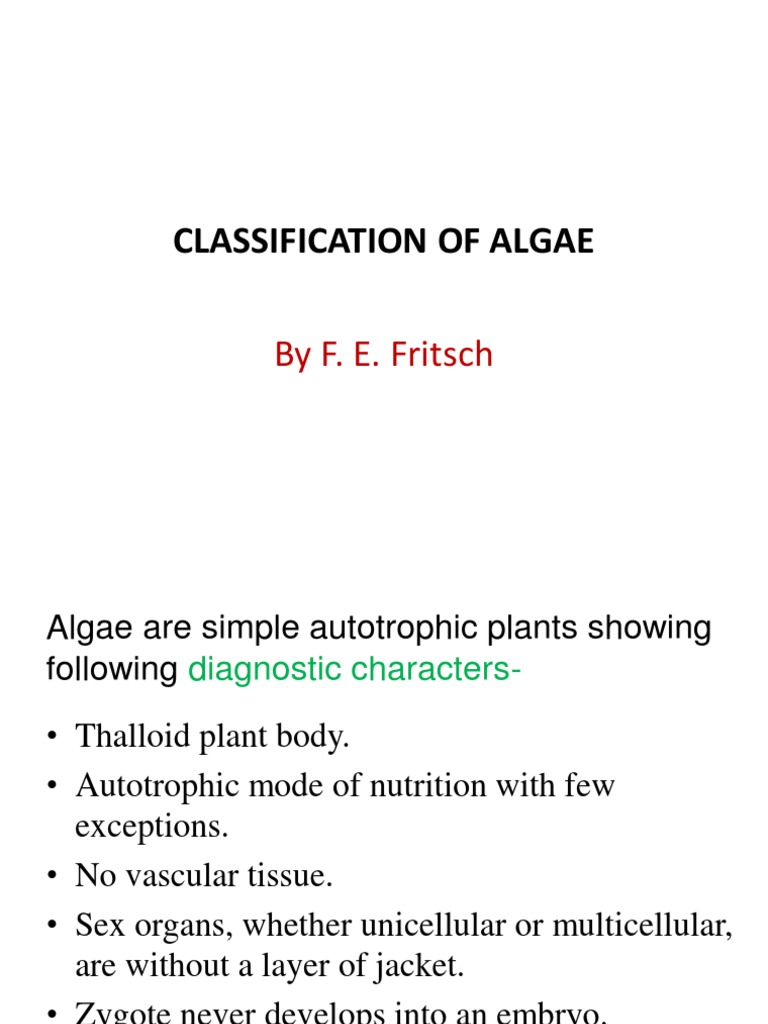 Classification of Algae: by F. E. Fritsch | PDF | Algae | Biology