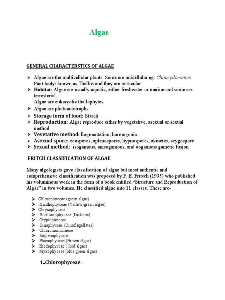 Algae Notes | PDF | Algae | Cell (Biology)