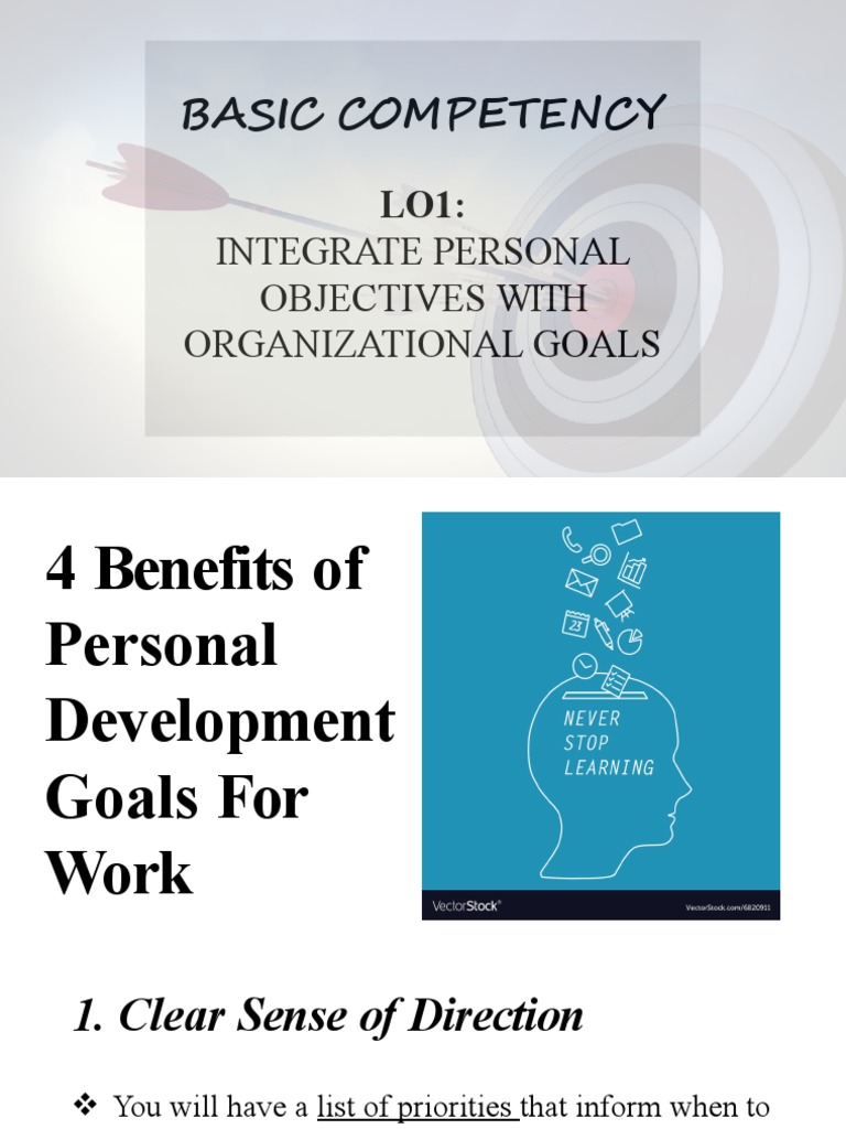 Basic LO1 - Integrate Personal Objectives With Organizational Goals ...