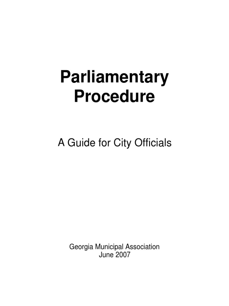 A Guide to Simplified Parliamentary Procedure for Municipal Governments ...