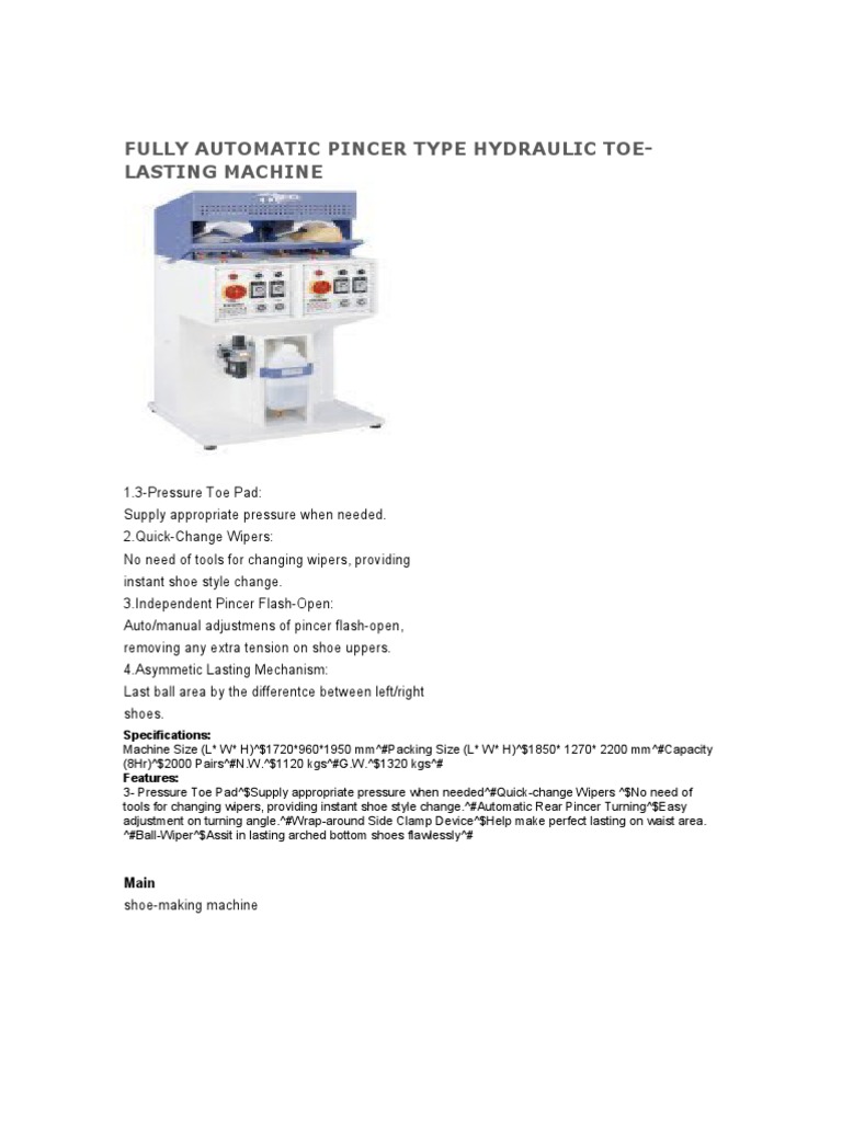 Computerized Fully Automatic Heel Seat & Side Cement Lasting Machine ...