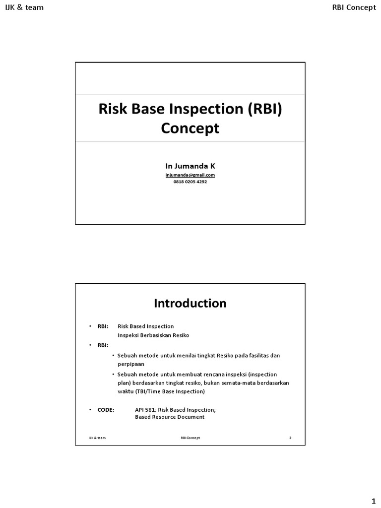 RBI Concept: Risk-Based Inspection Method for Assessing Process ...