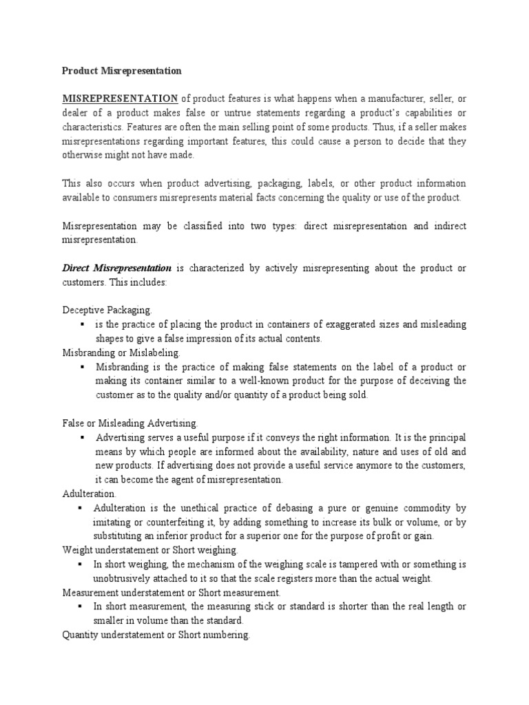 Product Misrepresentation | PDF | Misrepresentation | Chipotle Mexican ...