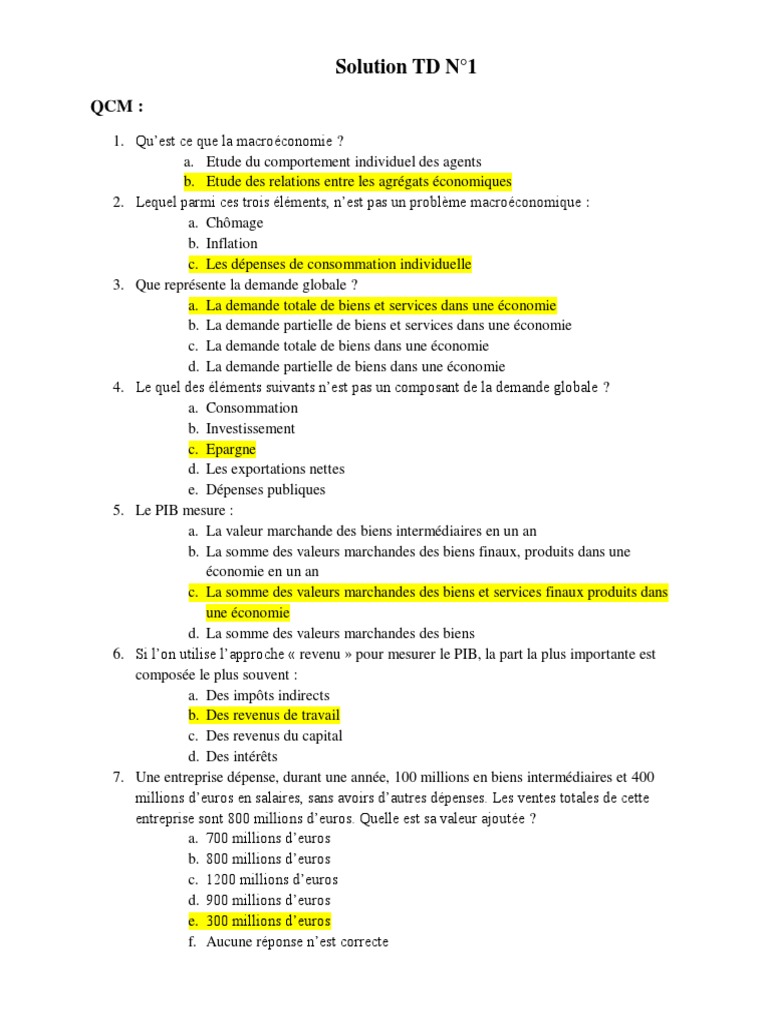 Correction-TD1 Compressed | PDF | Économie | Demande agrégée