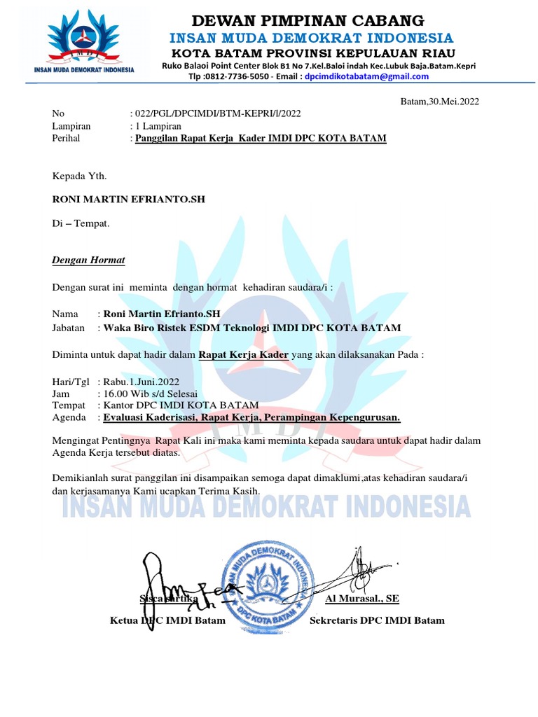 Surat Panggilan Roni Martin | PDF