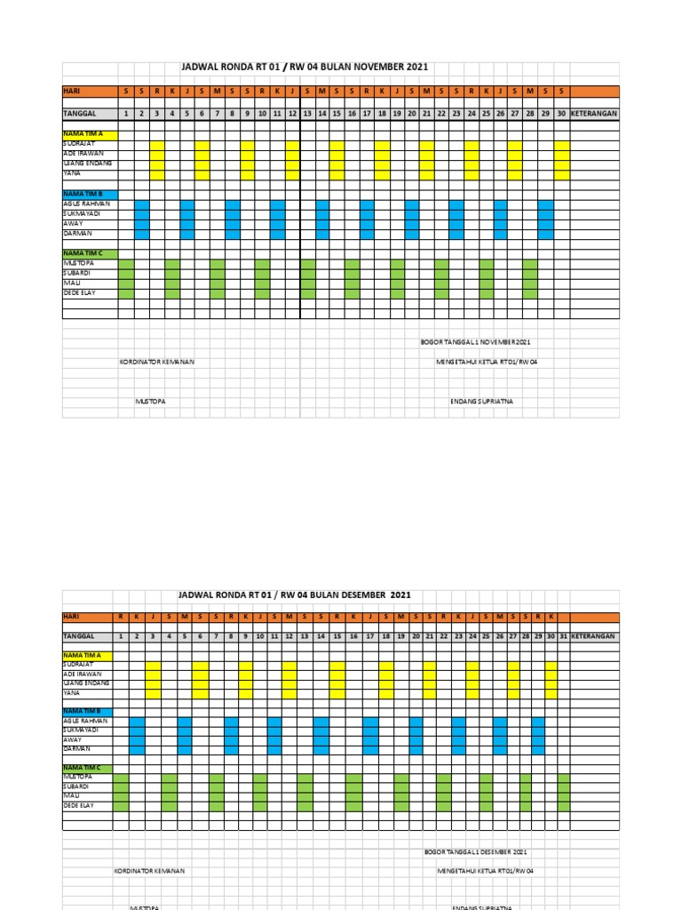 Jadwal Ronda Word | PDF