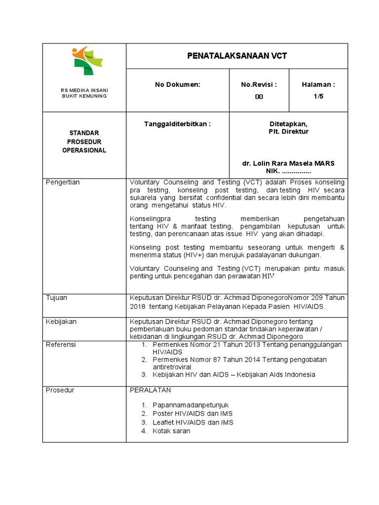 Sop Pelayanan VCT | PDF